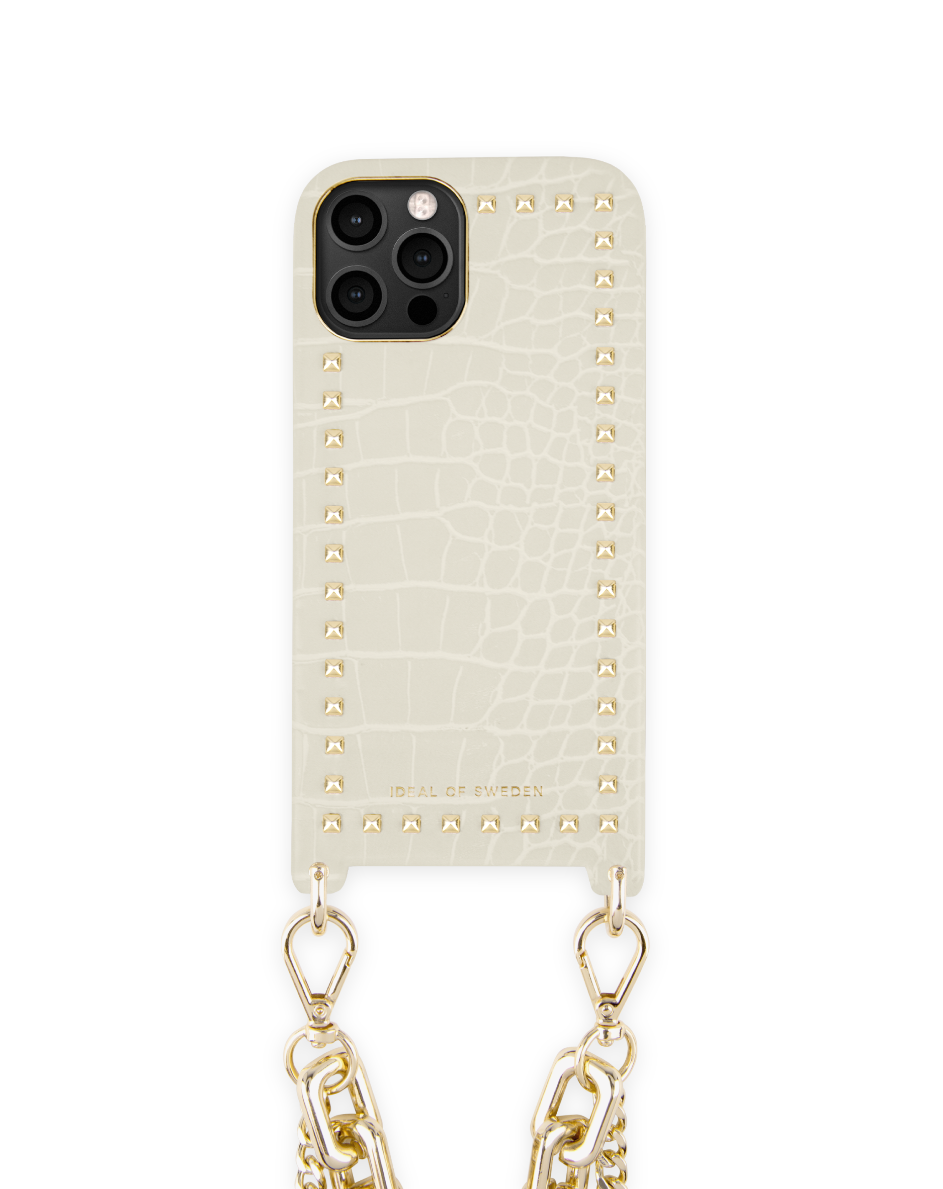 Statement Phone Necklace Case iPhone 12 Pro Max Beatstuds Cream Croco ...